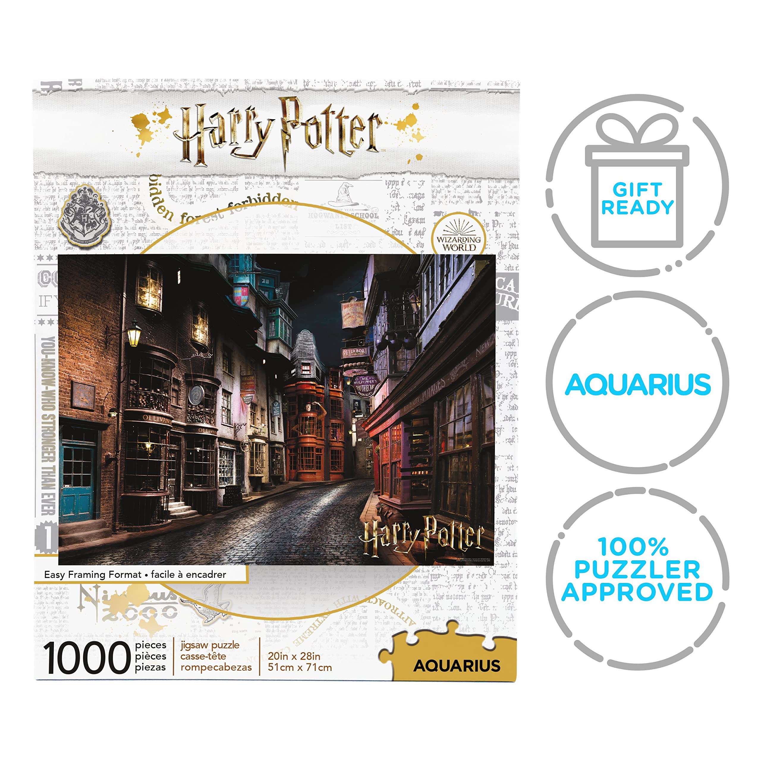 AQUARIUS Harry Potter Puzzle Diagon Alley (1000 Piece Jigsaw Puzzle) - Officially Licensed Harry Potter Merchandise & Collectibles - Glare Free - Precision Fit - 20x28in