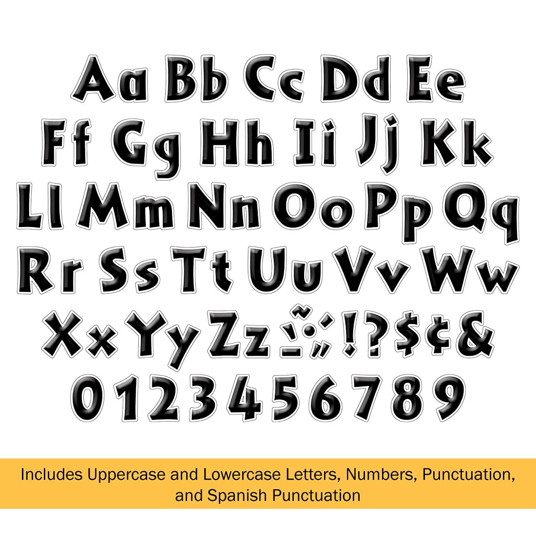 Barker Creek Letter Pop-Outs, 4 Inch, Black Tie Affair, Set of 255