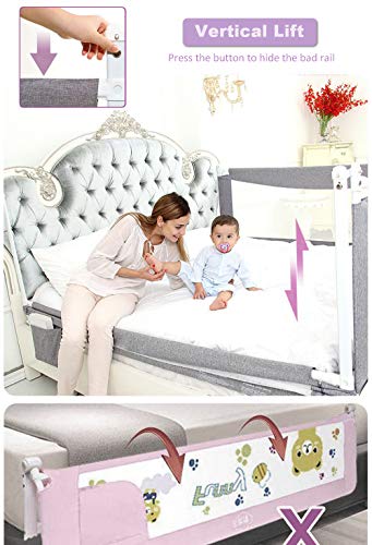 Bed Rails for Toddlers, Extra Long Kids' Bed Rails Guard, Full Size Baby Bedrail for Children, Infants Safety Guardrail (Gray, 70" L x 30β H)