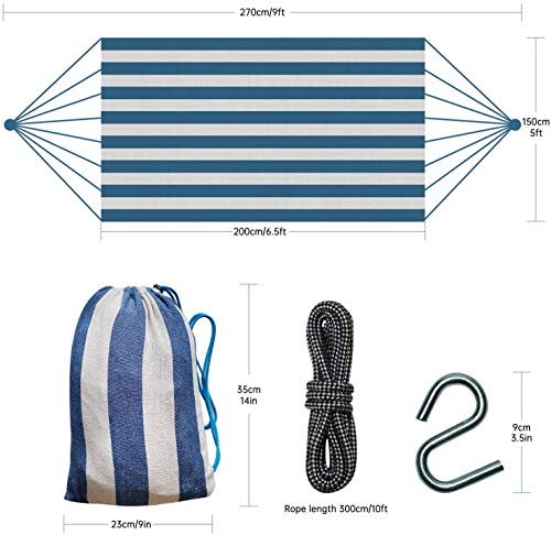 QIFBYFB Hammock, Portable 2-Person Brazilian Style Hammock Double Outdoor/Indoor Cotton Canvas Hammock Thickened Durable Fabric with 550lb Load Capacity, for Travel, Beach, Backyard, Camping etc