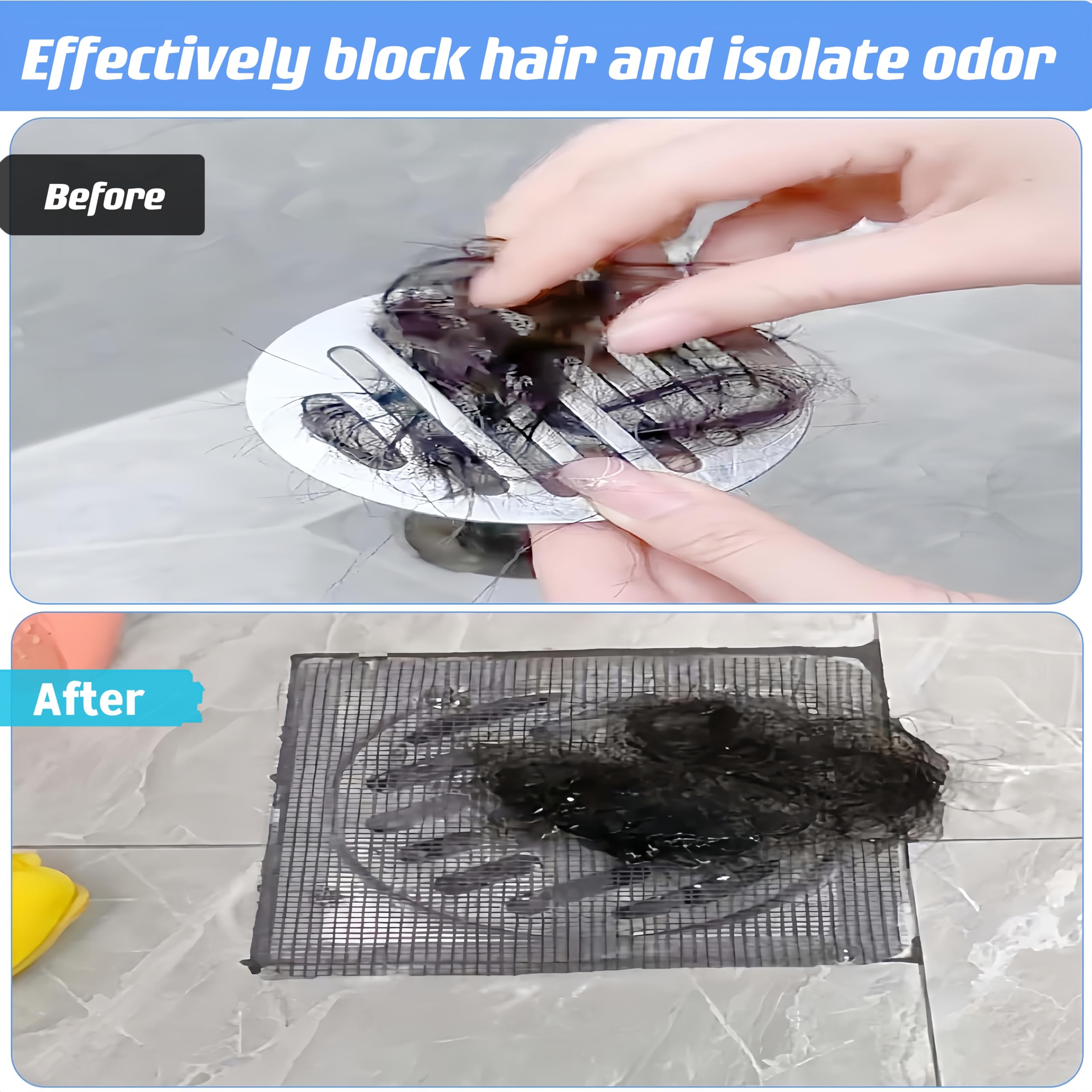30 Pcs Floor Drain Stickers, 4" X 4" Disposable Shower Floor Drain Cover, Shower Drain Hair Catcher Mesh Stickers for Kitchen Sink, Bathroom, Laundry