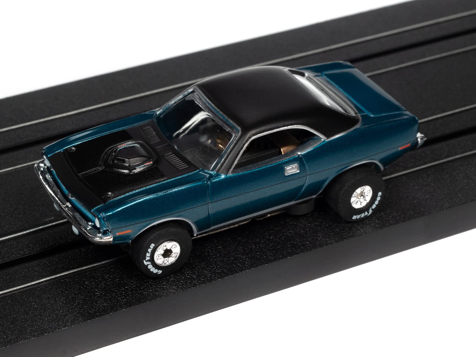 Auto World Thunderjet OK Used Cars 1970 Plymouth Cuda (Teal) HO Scale Slot Car