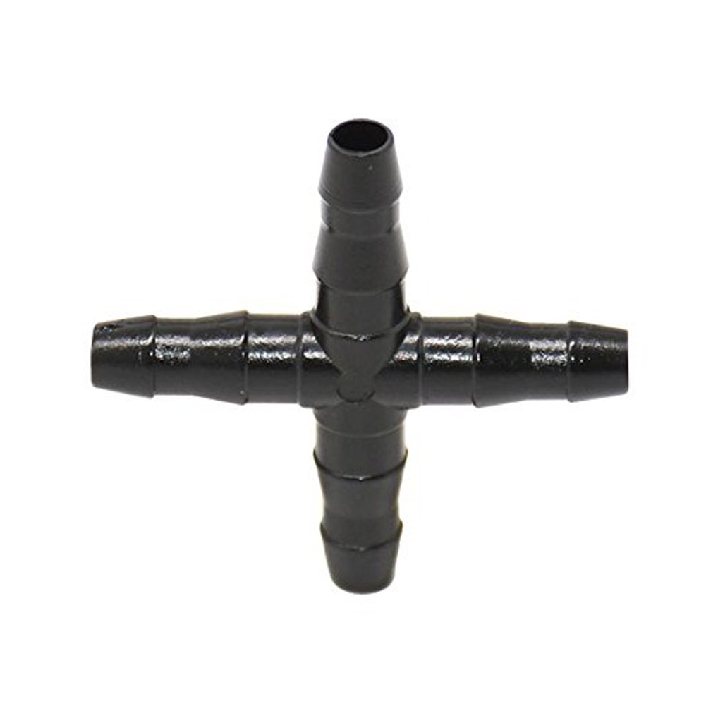 lasenersm 50 PCS 1/4 Inch Barbed Cross Connector 4 Way Garden Watering Cross connecter Fit 4mm/7mm Tube for Flower Bed, Vegetable Garden, Home & Garden