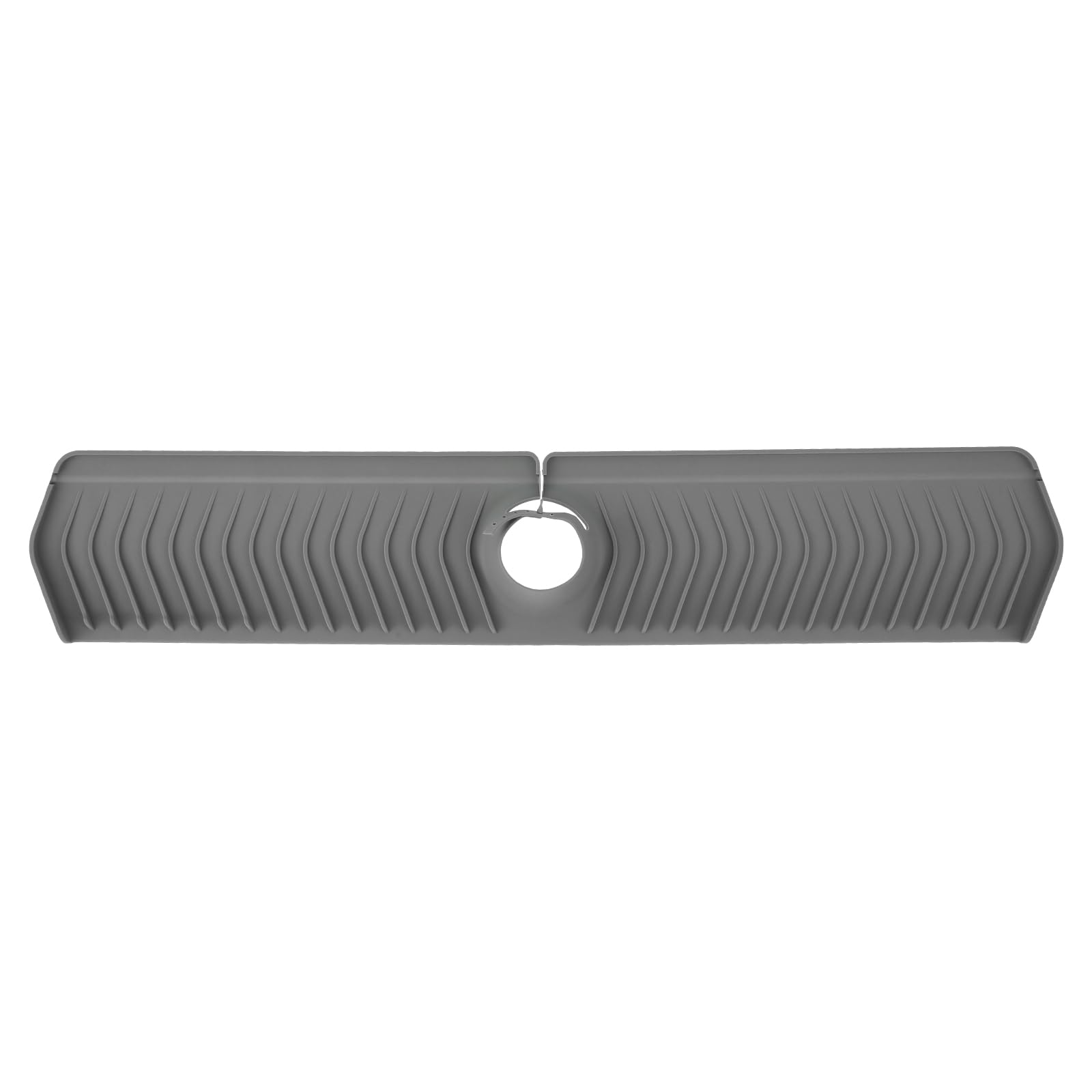 30 in Kitchen Sink Splash Guard, Silicone Faucet Mat, Silicone Faucet Handle Drip Catcher Tray Mat, Faucet Mat Dish Soap Sponge Holder, Foldable Drying Mat for Kitchen Counter Bathroom Kitchen (Grey)