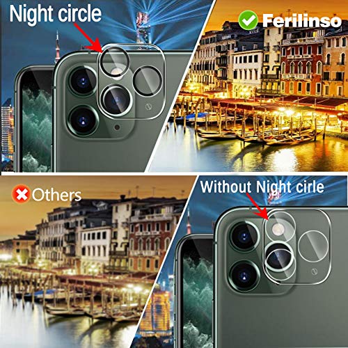 Ferilinso [6 Pack] 3 Pack Tempered Glass Screen Protector + 3 Pack Camera Lens Protector for iPhone 11 Pro Max (6.5''), HD Clarity 9H Glass Screen Protector