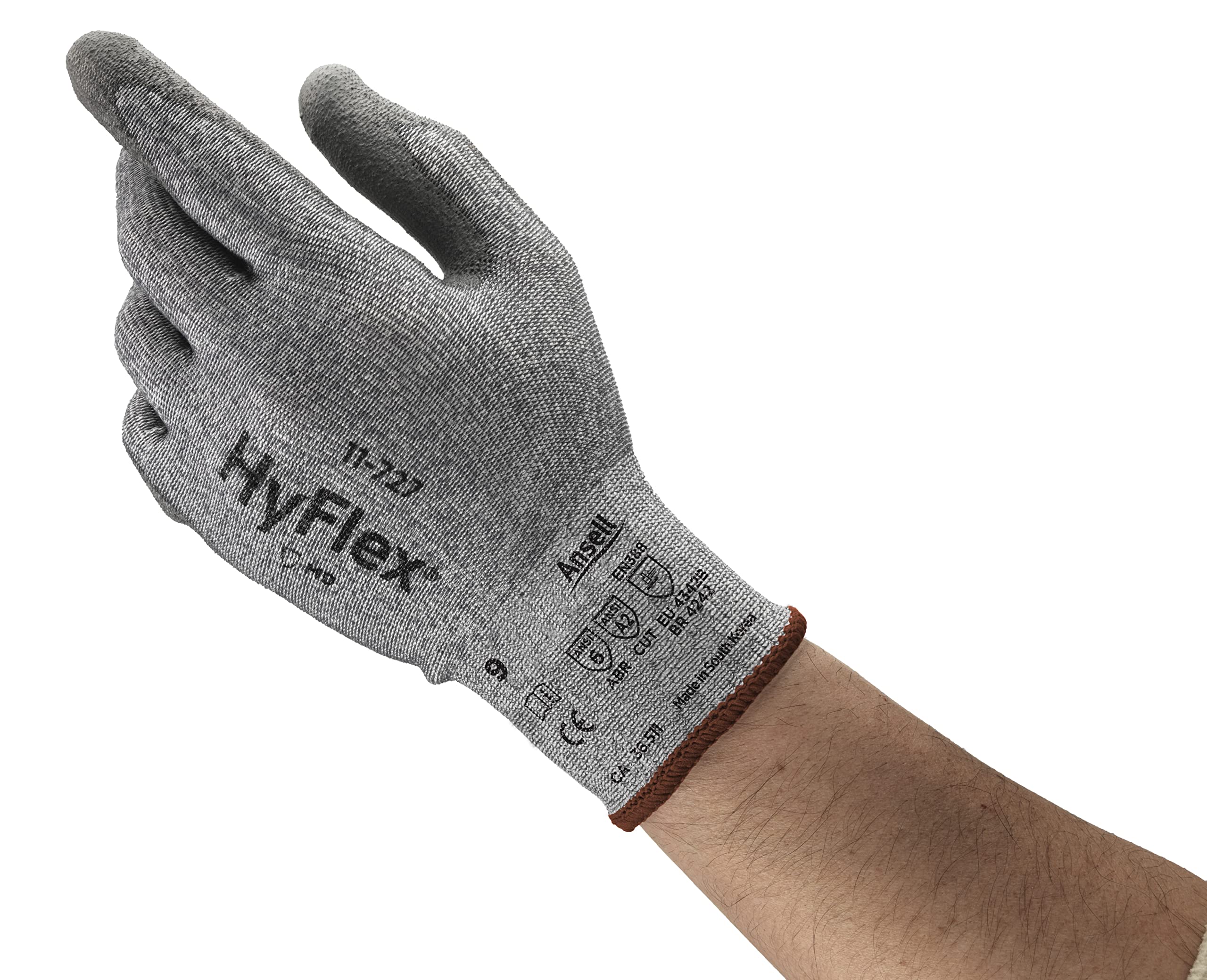 Ansell HyFlex 11-727 Ultralight Cut-Resistant Industrial Gloves w/Reinforced Palm for Machinery, Auto, Warehousing - Large, Grey (144 Pairs)