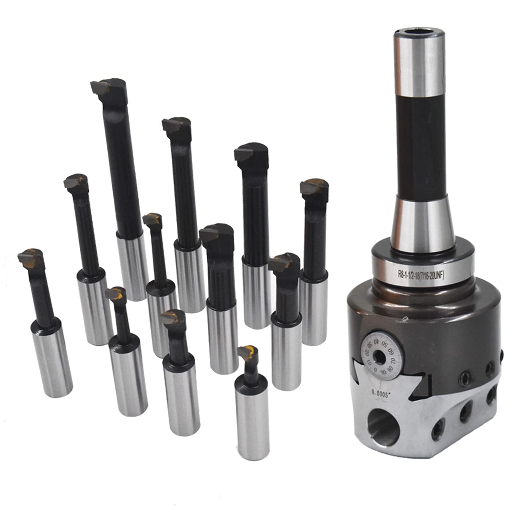 TINVHY 12-Pack Set 3 Boring Head R8 Shank 3/4 Carbide Boring Bar, Replacement for Bridgeport Milling