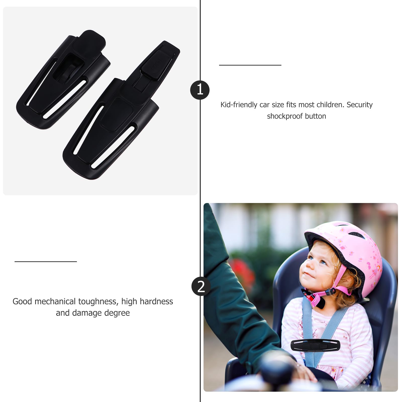 HEALLILY Baby Chest Harness Clip Adjustable Safety Belt Guard Seat Buckle Part 5 PCS (Black)