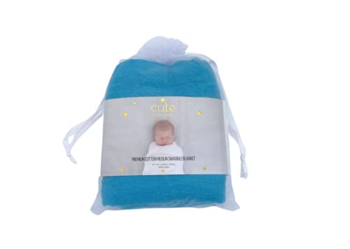 Cute New York Premium Cotton Muslin Swaddle Blankets for New Born Boys Girls (Lake)
