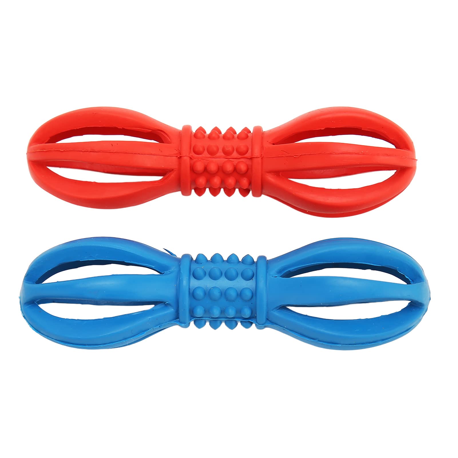 2Pcs Rubber Dog Chew Toy, 1.2x4.7in Interactive Fetch Dog Toy Hollow Dumbbell Toy Tough Puppy Teething Toys for Small Medium Large Dogs