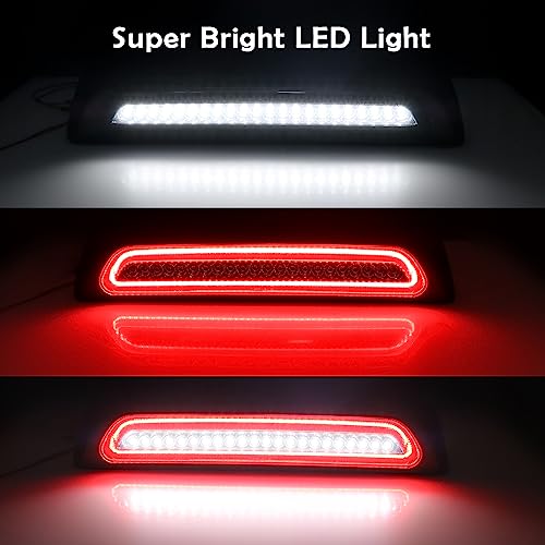 AUYICH LED Third Brake Light Compatible with Tundra 2007-2021, Rear Center High Mount Stop Light, F1 Style Strobe Roof Cargo Lamp, 3rd Brake Light Assembly Replace, Smoked Lens, Plug&Play, Waterproof