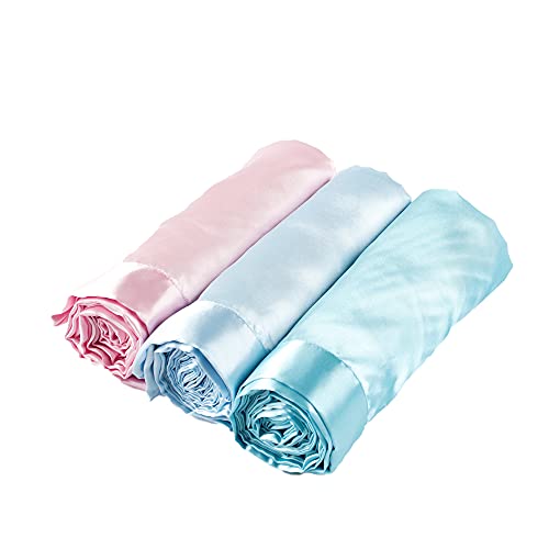 Heavens Cuddles Double Sided Pure Satin Baby Blanket (Light Blue) 48"x36"