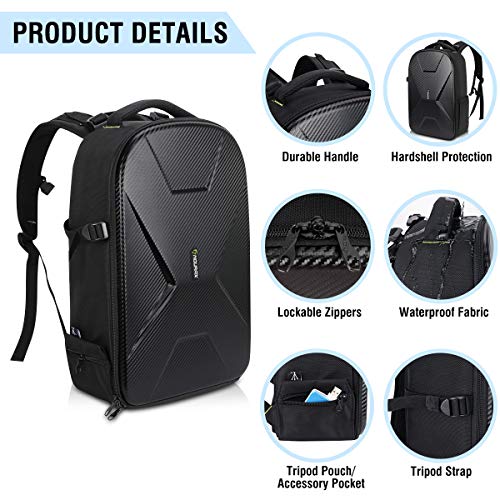 Endurax Camera Backpack Waterproof for DSLR SLR Photographer Camera Bag for Mirrorless Camera with Hardshell Protection Upgrade