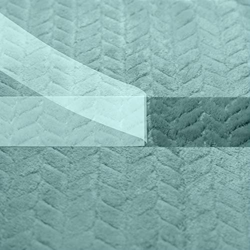 Kingole Flannel Fleece Luxury Throw Jacquard Weave Blanket, Celadon Twin Size Leaf Pattern Cozy Couch/Bed Super Soft and Warm Plush Microfiber 350GSM (66 x 90 inches)