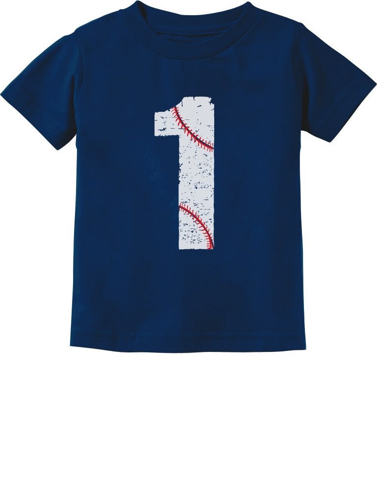 Baseball Number 1 1st Birthday Shirt Gifts for One Year Old Infant Kids T-Shirt 12M Navy