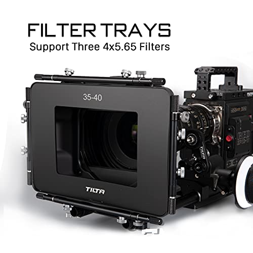 Tilta Matte Box for Studio Cinima Cameras, 3 Pcs 4x5.65 Filter Frame with 5 Lens Adapter Rings (134/114/110/95/80mm) Carbon Fiber Top Flag 5 Pcs Front Matte 15mm Rod Adapter MB-T12