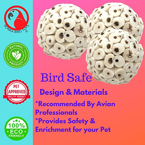 Bonka Bird Toys 1214 pk3 Sola Atta Balls Foot Beak Chew Forage Natural Organic Small Pet Ball