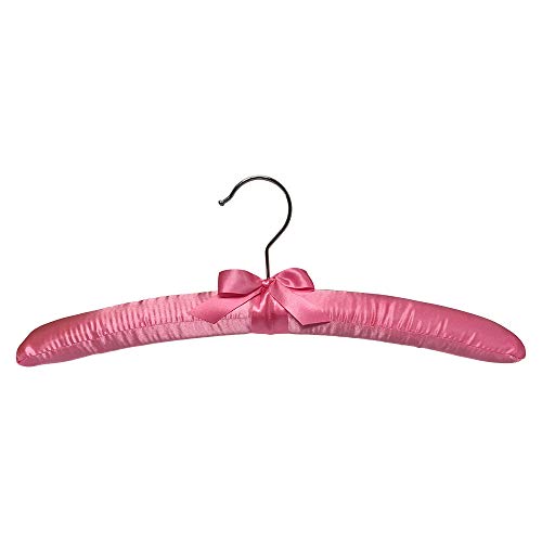 DBM IMPORTS 6 Pcs Smooth Satin Padded Hangers Pink 15" L for Dress Lingerie Bridal Cloth Hanging
