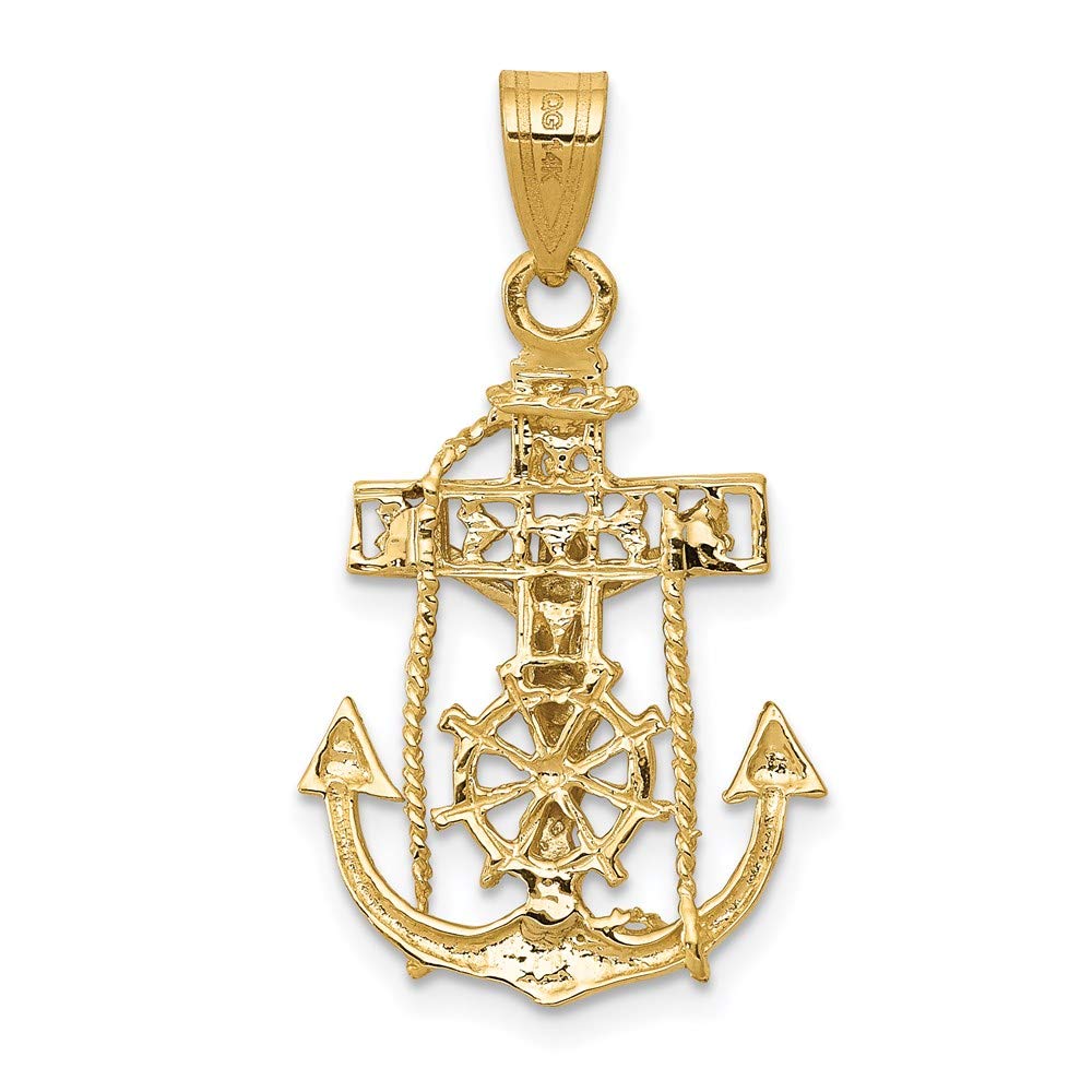 14K Two Tone Gold Mariner Cross Pendant