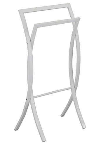 Kings Brand Furniture - Rusbac Metal Modern Freestanding Towel Rack Stand, White