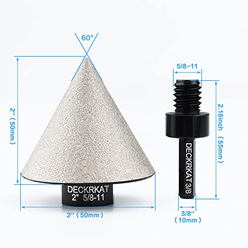 2β Diamond Beveling Chamfer Bit, 50mm Diamond Countersink Drill Bits Enlarging Trimming Holes in Porcelain Ceramic Granite Tiles with 5/8-11 Thread to 3/8β Hex Shank Adapter