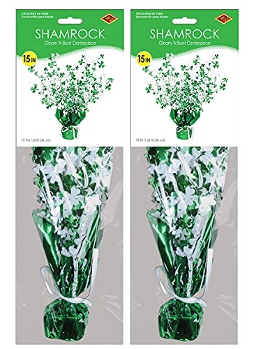 Beistle Shamrock Centerpiece, 15", Green/White