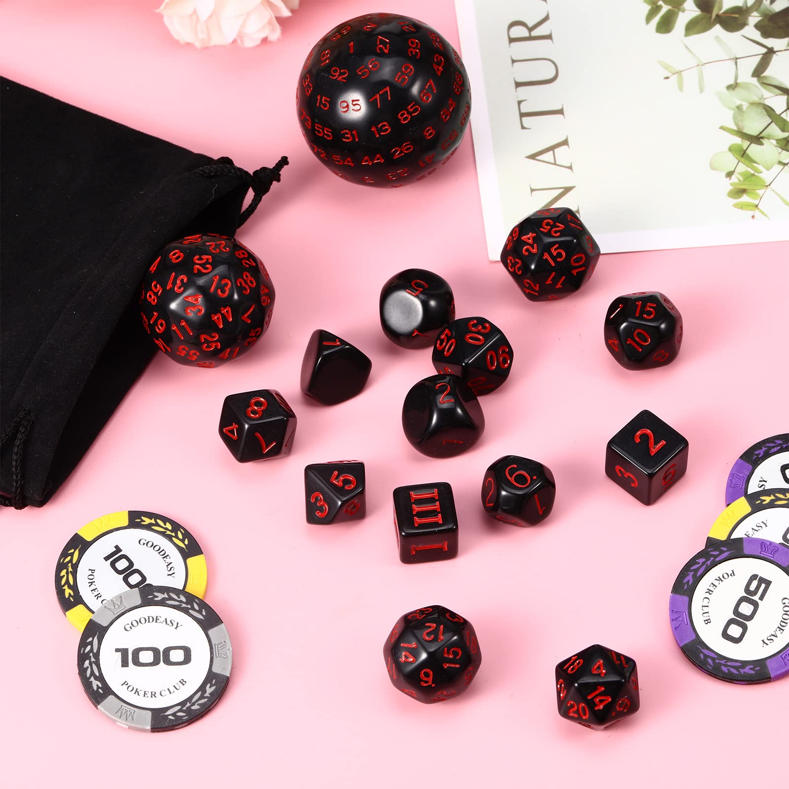 30 Pieces Polyhedral Dice Set 100 Sides Dice Set D3-D100 Spherical Dice in Opaque Black for Role Playing Table Games Party Supplies