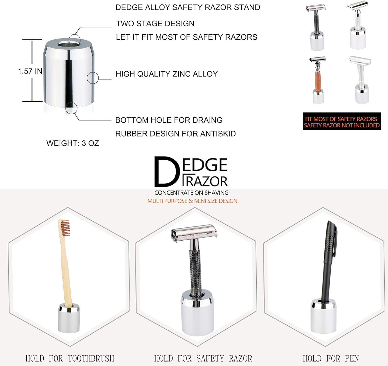 DEDGE Safety Razor Alloy Stand For Bathroom Accessory
