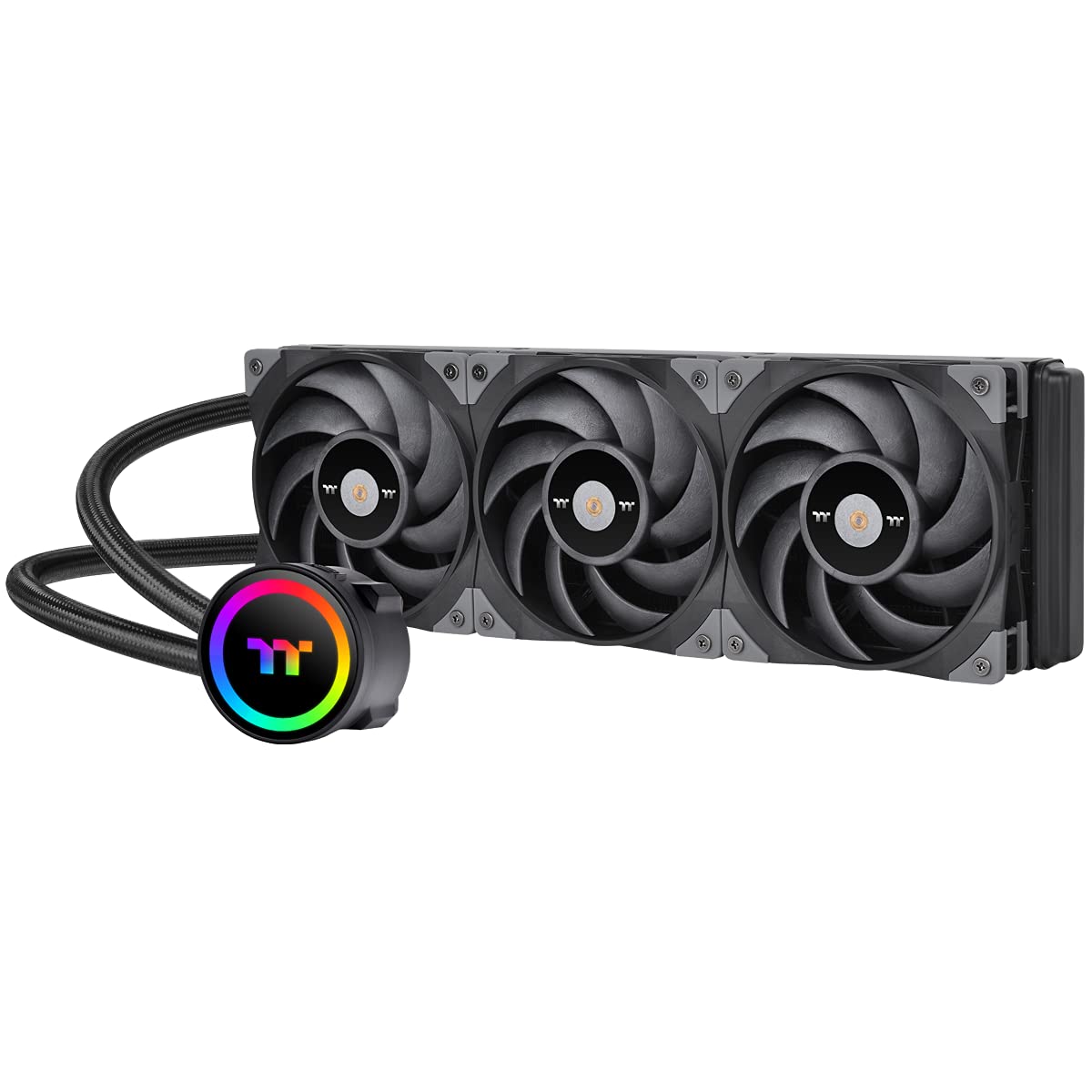 Thermaltake TOUGHLIQUID 360 ARGB Motherboard Sync All-in-One Liquid CPU Cooler, AMD (AM4) / Intel (LGA 1200), 360mm High Efficiency Radiator CL-W321-PL12BL-A, Black
