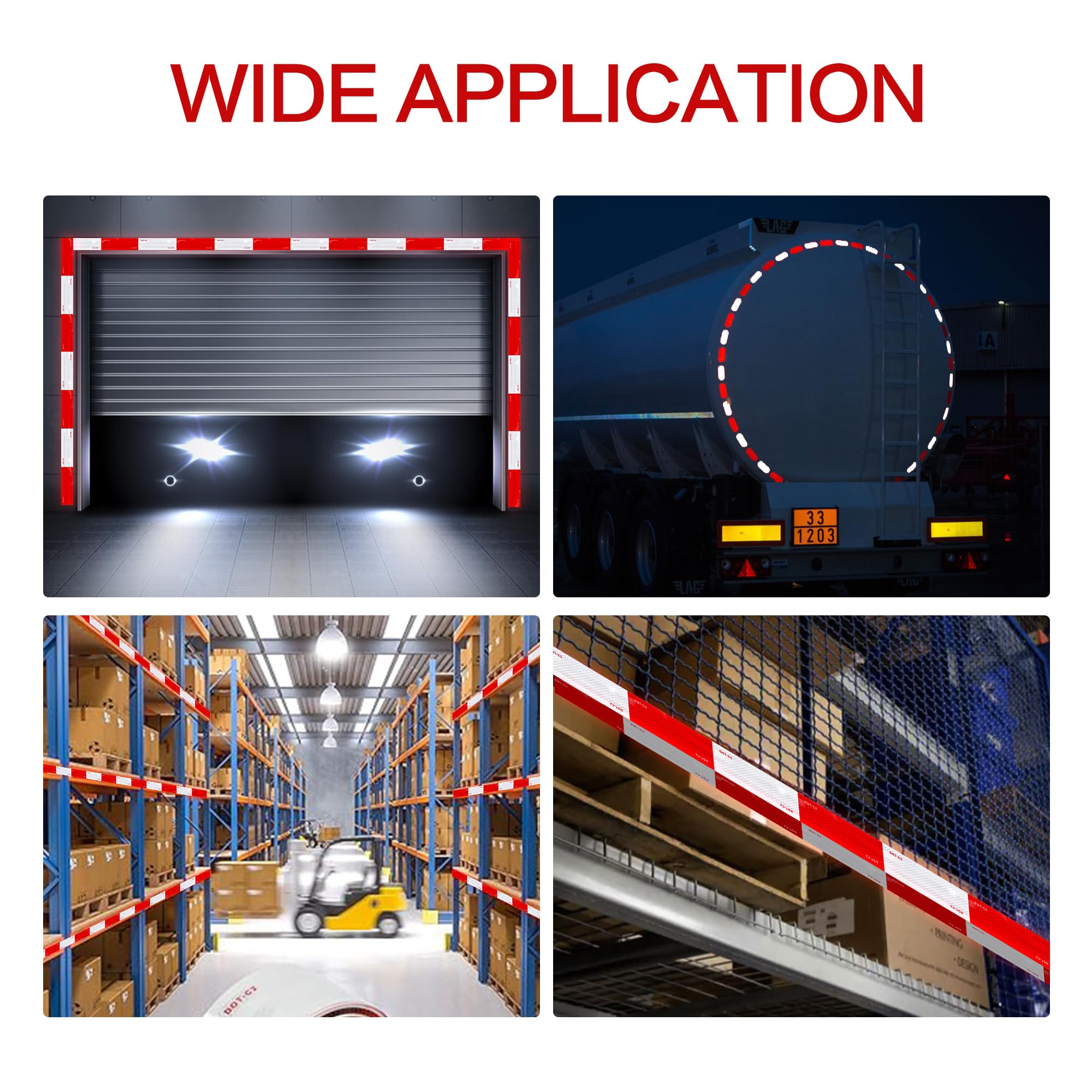 LEORAY DOT-C2 Reflective Tape, DOT Reflective Tapes 2" x200 Feet Waterproof Red and White Adhesive Reflector Tape for Trailer Cars Trucks Outdoor