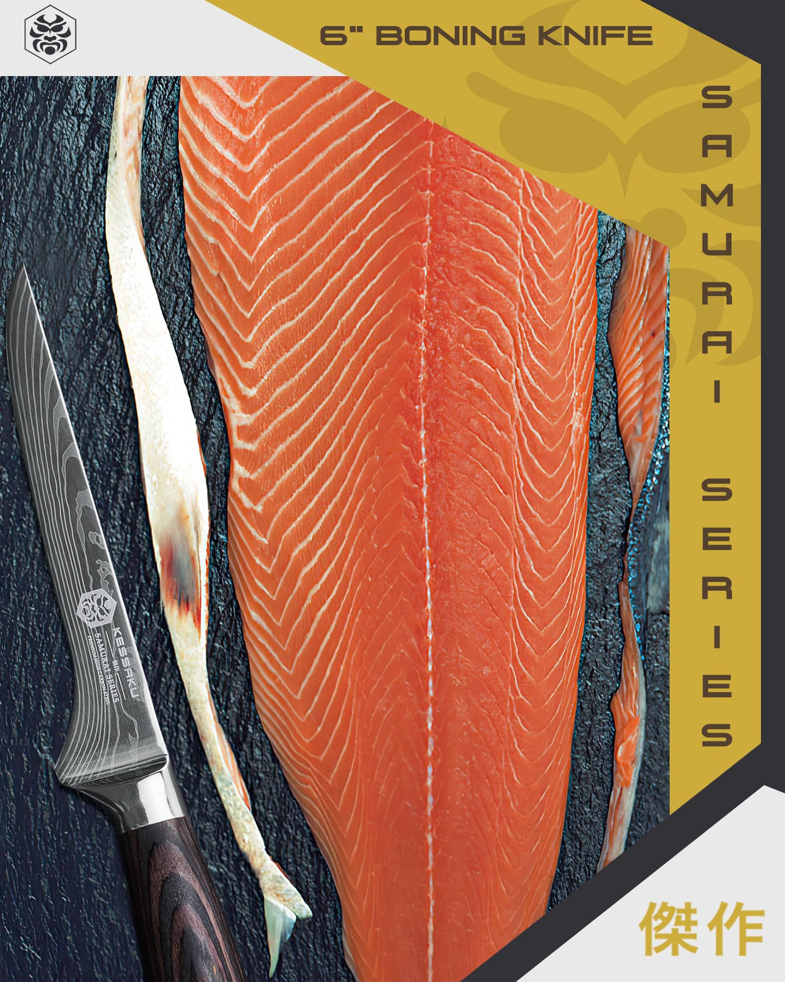 KESSAKU 7-Inch Cleaver Butcher Knife & 6-Inch Boning Knife Set - Dynasty Series - German HC Steel - G10 Full Tang Handle