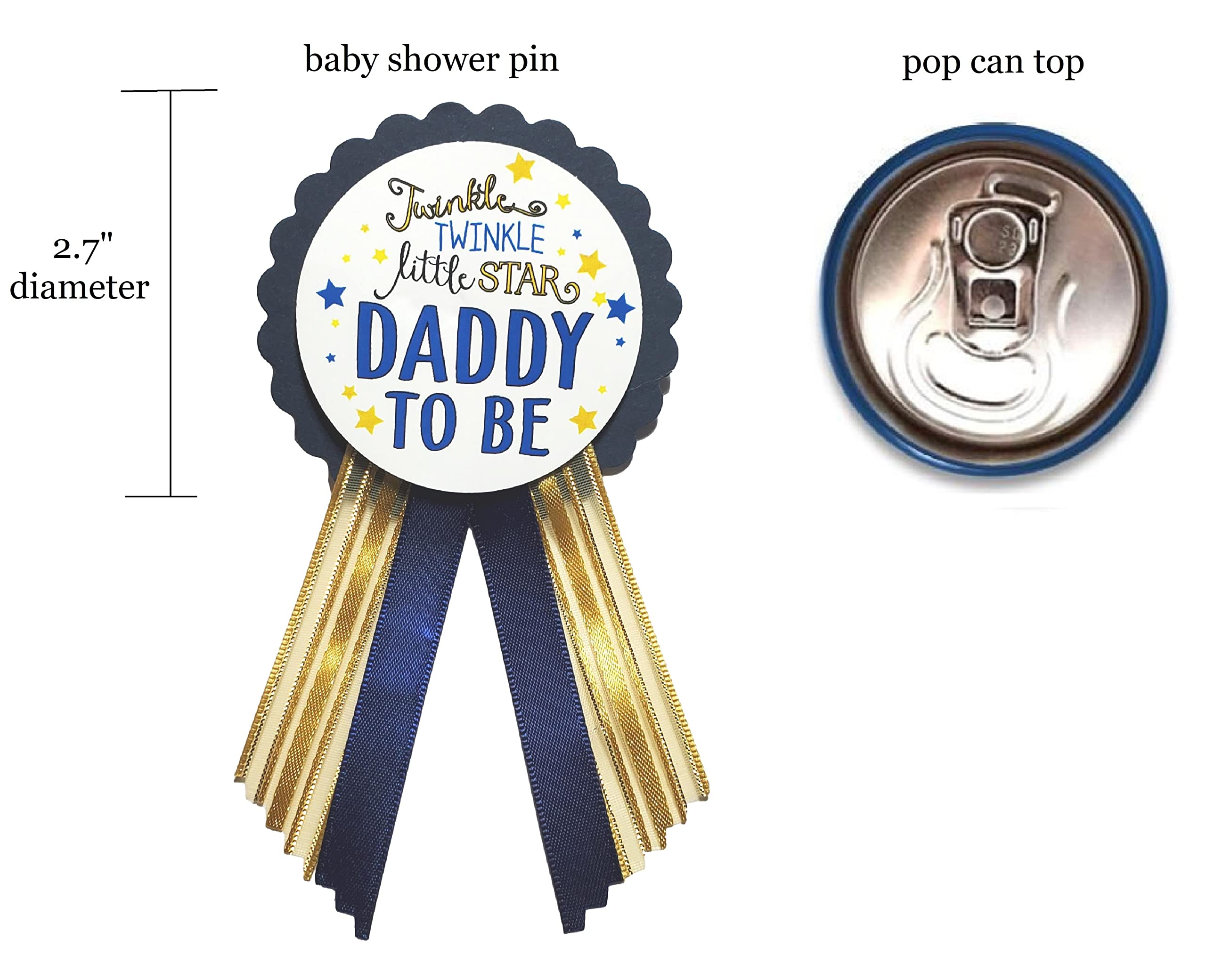 Daddy to Be Pin Twinkle Little Star Baby Shower Pin for dad to wear, Navy & Gold, It's a Boy Baby Sprinkle