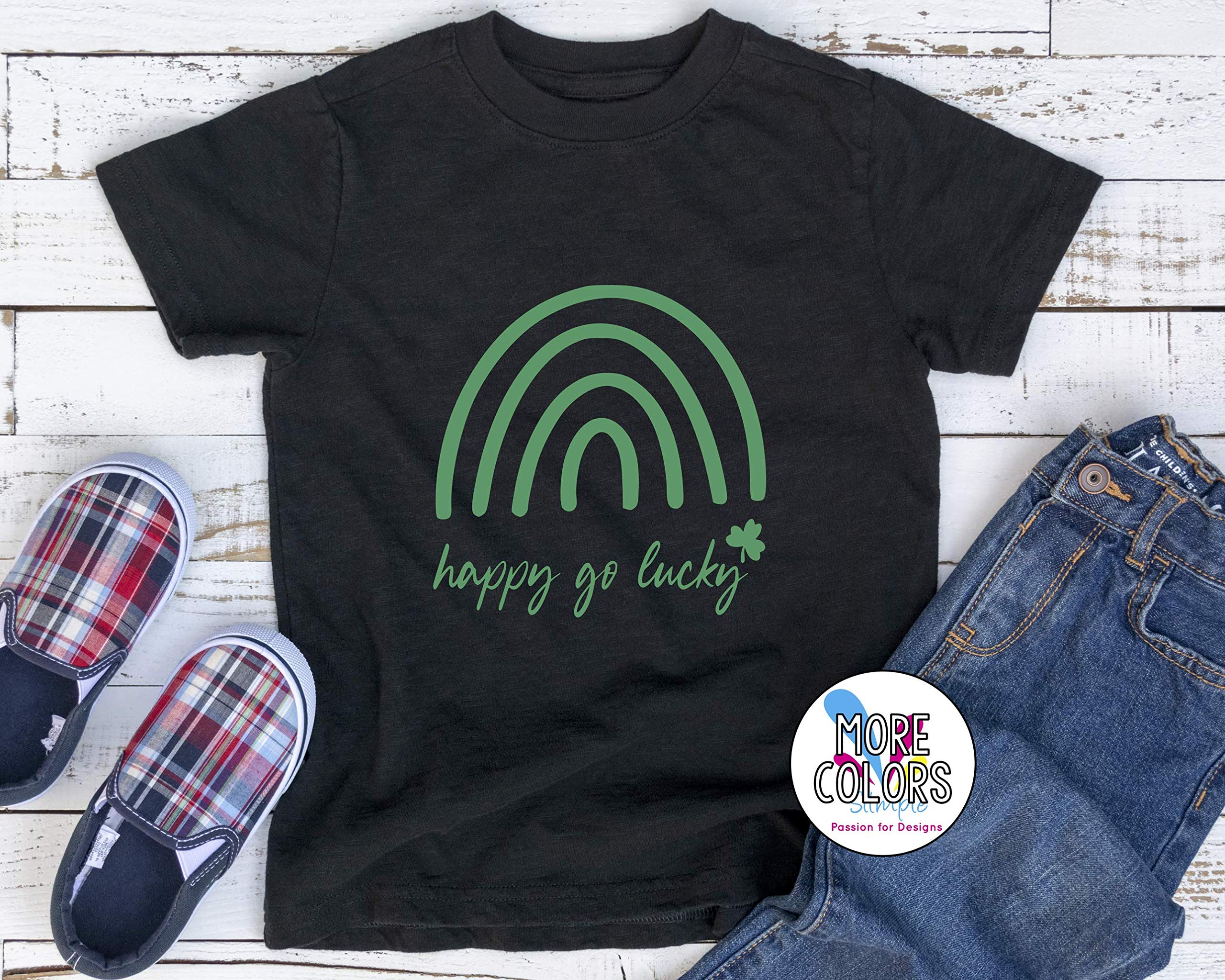 Happy Go Lucky Toddler, Kids St Patricks Day Shirt, Toddler Shirts for Girls (Black)
