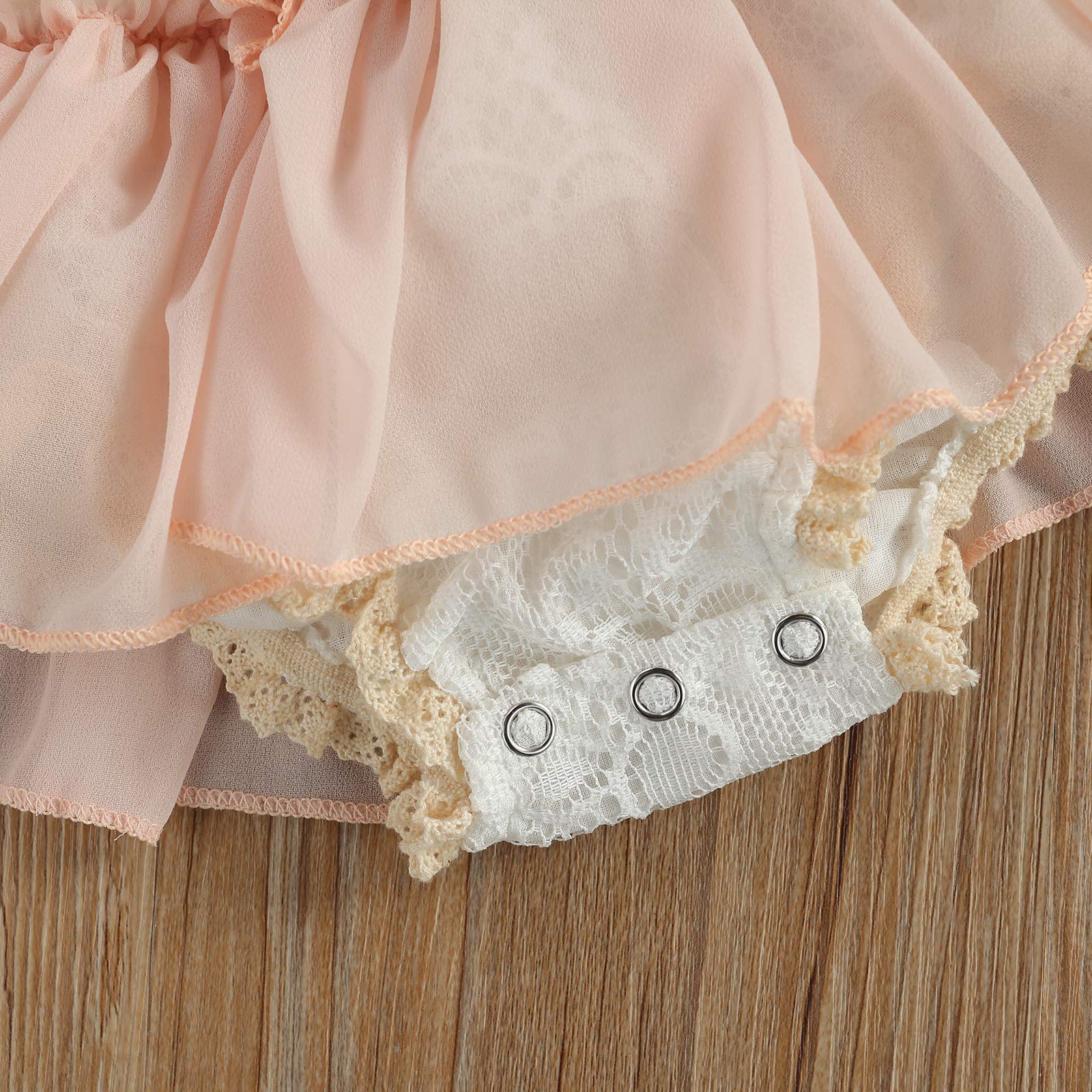 LeSury Baby Girl Tutu Dress Outfit Newborn Lace Halter Backless Jumpsuit Romper Sleeveless Bodysuit (Pink, 3-6 Months)