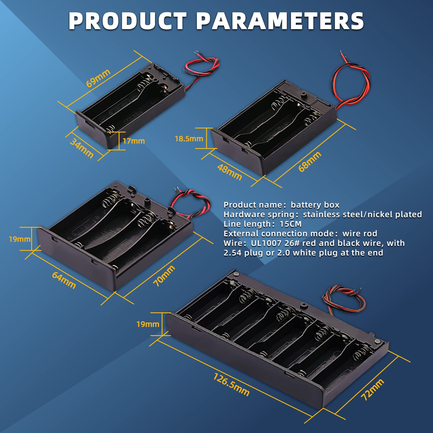 DaFuRui[7 Pack 4 Types AA Battery Holder with Switch;2Pcs 2x1.5V AA,1Pcs 3x1.5V 3 AA,2Pcs 4x1.5V AA and 2pcs 8x1.5V AA Battery Storage Box Case with Wire Leads