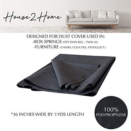 House2Home 36 Inch x 3 Yard Upholstery Black Cambric Dust Cover Fabric Replacement for Sofas, Chairs, Conceals Frame and Staples Inside Furniture
