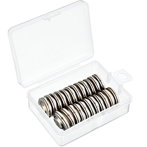 24 Pieces Magnetic Name Badge Round Adhesive Name Tag Holders with Plastic Storage Box for Name and Circle Badges (Diameter of 2 cm/ 0.79 inch)