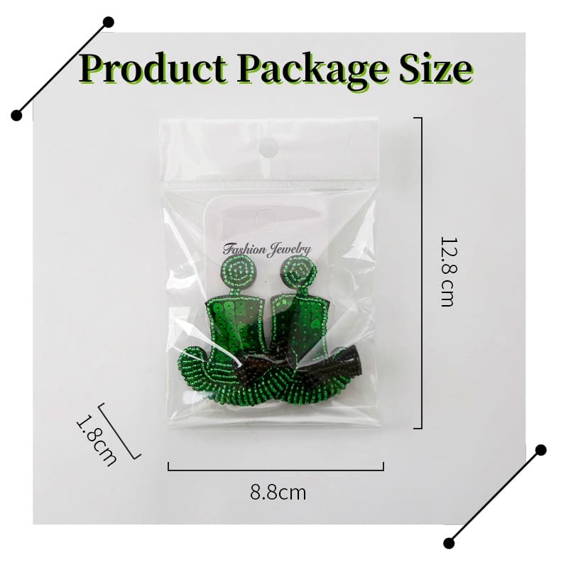 2 Pairs St. Patrick's Day Earrings Green Lucky Clover Beaded Earrings Lucky Shamrock Hat Drop Dangle Earrings