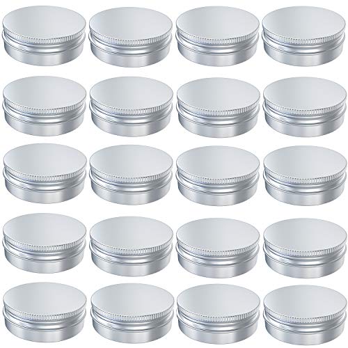Goiio Aluminum Tin Jar Refillable 20 Pcs Container 30 ML, with Screw Lid, Silver