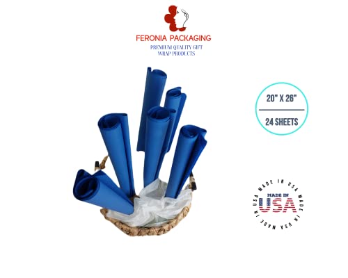 Dark Blue Tissue Paper Squares, Bulk 24 Sheets, Premium Gift Wrap and Art Supplies for Birthdays, Holidays, or Presents by Feronia packaging, Large 20 Inch x 26 Inch