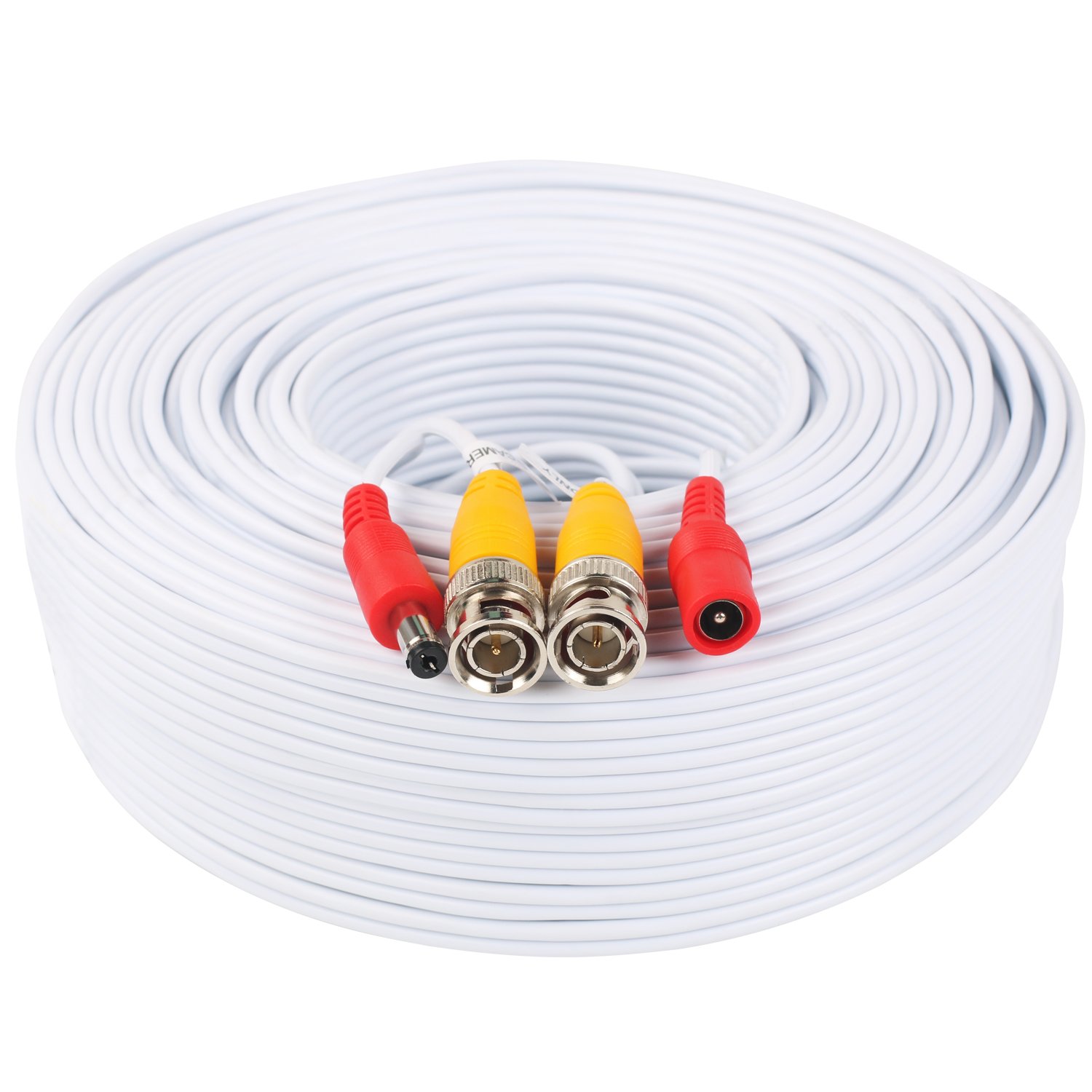 BNC Video Power Cable 100 Feet Pre-Made All-in-One Video Security Camera Cable Wire with Two Connectors for CCTV DVR Surveillance System