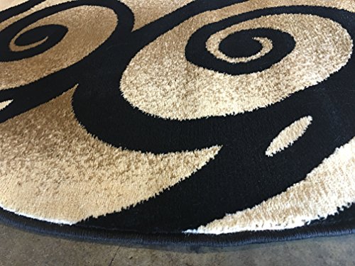 Bellagio Modern Round Contemporary Area Rug Black Carpet King Design 341 (5 Feet 3 inch X5 Feet 3 Inch )