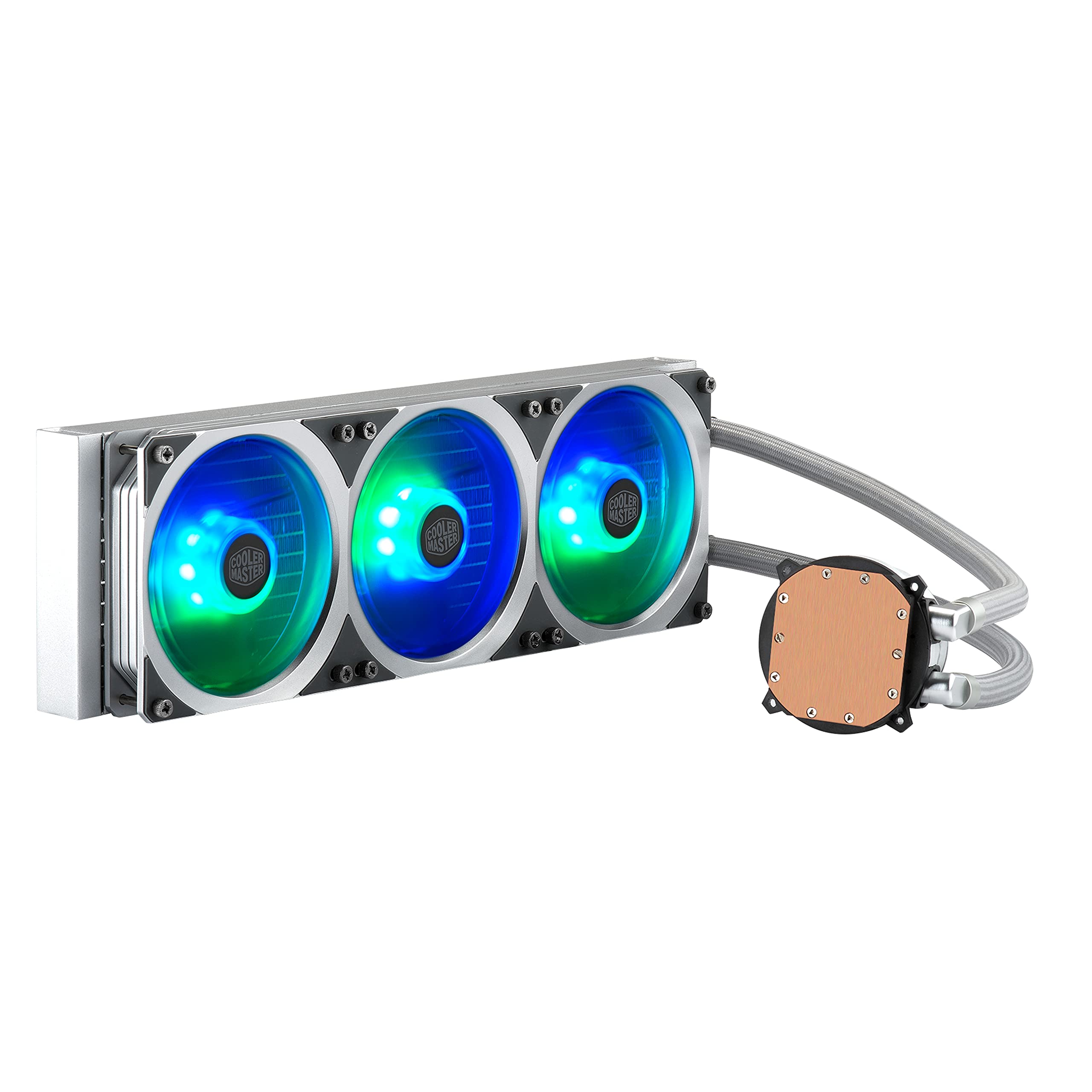 Cooler Master MasterLiquid ML360P Silver Edition Liquid Cooler, All-in-One (AIO) Liqiod Cooler, 360mm Radiator, 1 x 360mm PWM SF360R ARGB Fan, Integrated Fan Frame Design, Aluminum Pump Cover