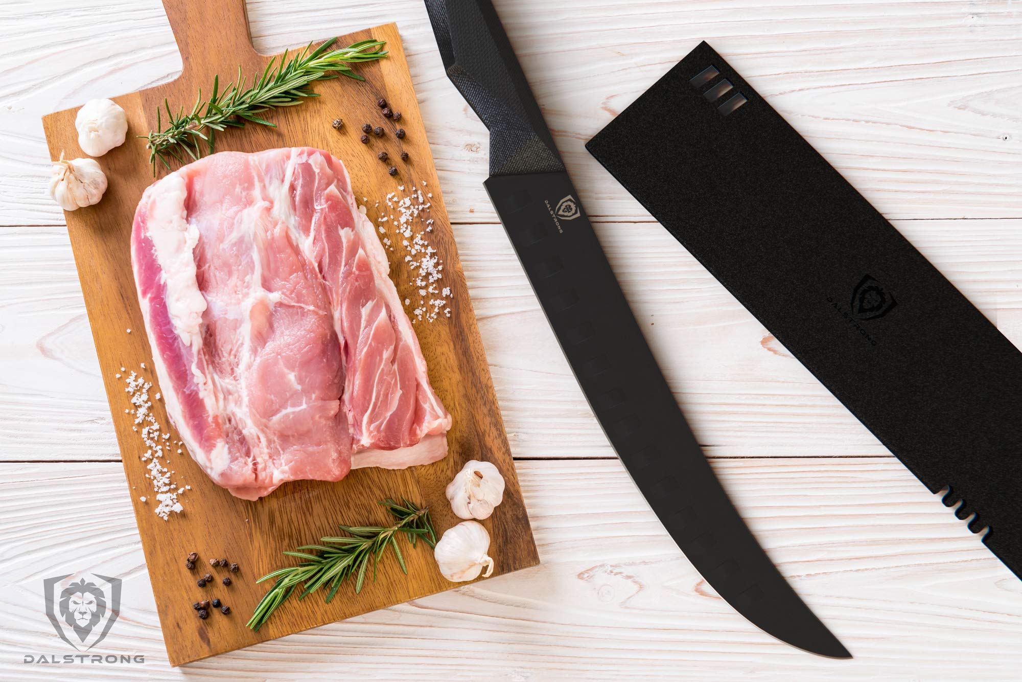 Dalstrong Butcher Knife - 10 inch - Shadow Black Series - Black Titanium Nitride Coated - High Carbon 7CR17MOV-X Vacuum Treated Steel - Breaking Kitchen Knife - Sheath - Slicing Knife - NSF Certified