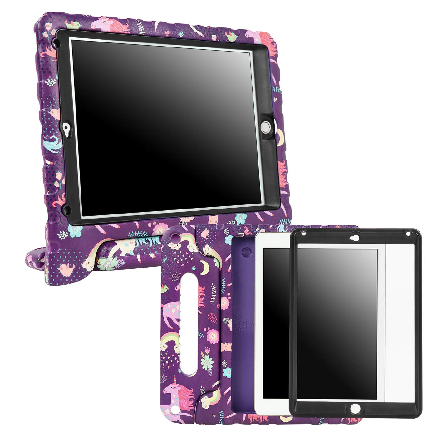 HDE Case for iPad 9.7 inch 2018/2017 Kids Shockproof Bumper Hard Cover Handle Stand with Built in Screen Protector for Apple Education 6th / 5th Generation