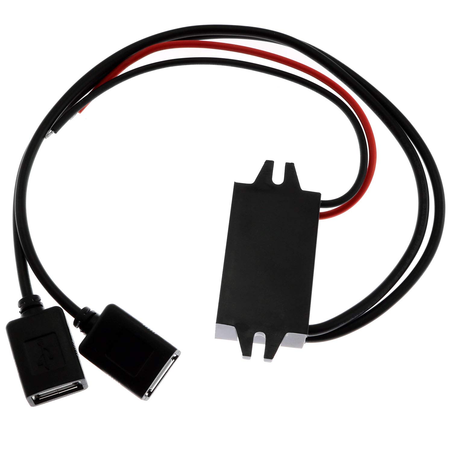 E-outstanding 1PC DC Converter Module 12V to 5V 3A 15W Regulator Step Down Car Power Converter with Double USB Cable DC to DC Buck Converter