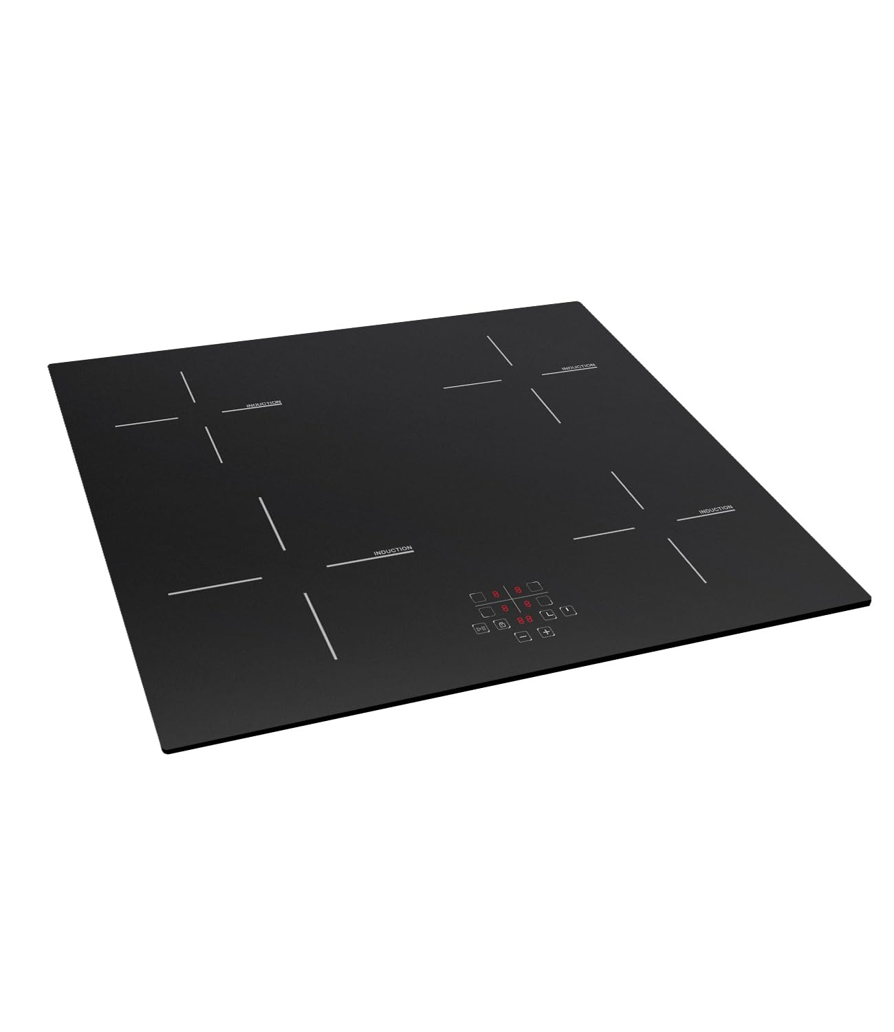 24 Inch Induction Cooktop 4 Burner, Drop-in 6400W Electric Induction Burner with Timer and Child Lock, Pause Function, Vitro Ceramic Glass, 220-240V, Hard Wired, No Plug