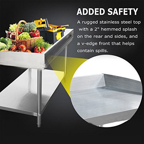 KITMA Stainless Steel Equipment Grill Stand with Undershelf for Restaurant - Heavy Duty Griddle Stand Table - 48x28 Inchesā¦