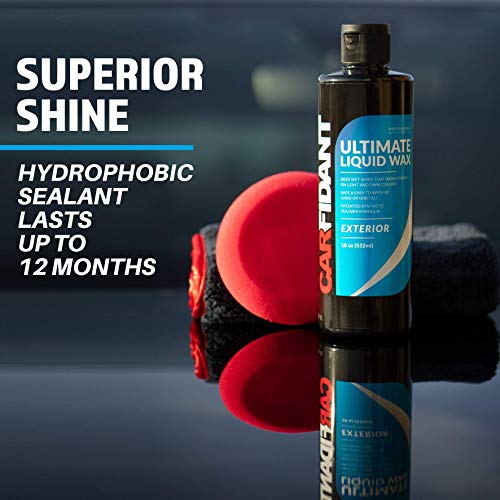 Carfidant Premium Liquid Car Wax Kit - Ultimate Liquid Wax Paint Sealant - Easy to Apply - Nano-Polymer Protection - Car Detailing Products Car Wash Kit - Microfiber Towel + Applicator