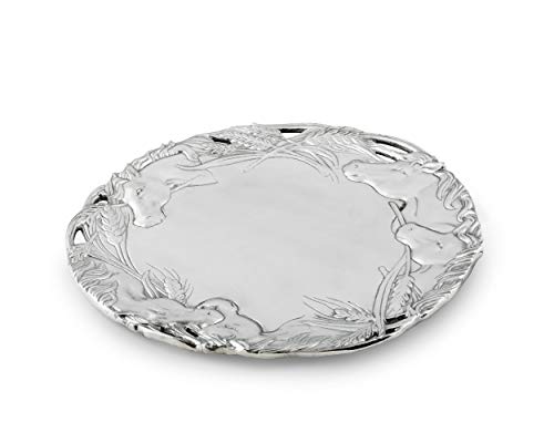 Arthur Court Designs Aluminum Horse Round Tray 12 inch Diameter